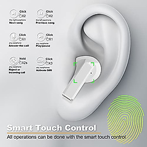 Konnek Stein Wireless Earbuds Bluetooth 5.0 Headphone, Type-C Charging Case 320mAh, Touch Control, Built-in Mic Active Noise Cancelling True Wireless Earbud - White, (ePRO-AE05-WH-KS-US)