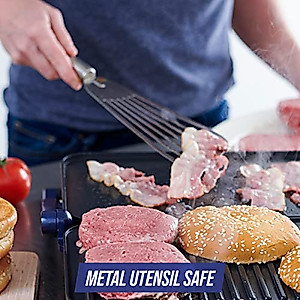 Blue Diamond Ceramic Nonstick, Electric Contact Sizzle Griddle, Open Flat Design, Dishwasher Safe Removable Plates, Adjustable Temperature Control, PFAS-Free, Blue