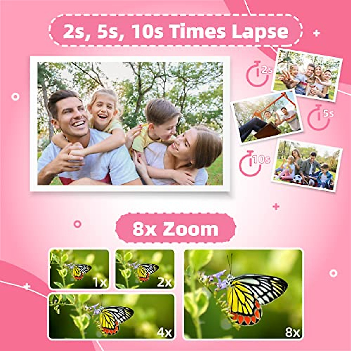 TIATUA Kids Camera for Girls & Boys, Toddler Camera for Age 3-10 Kids with 32GB Card & Dual Lens, 1080P Kids Digital Camera for 4 5 6 7 8 9 10 Year olds (Pink)