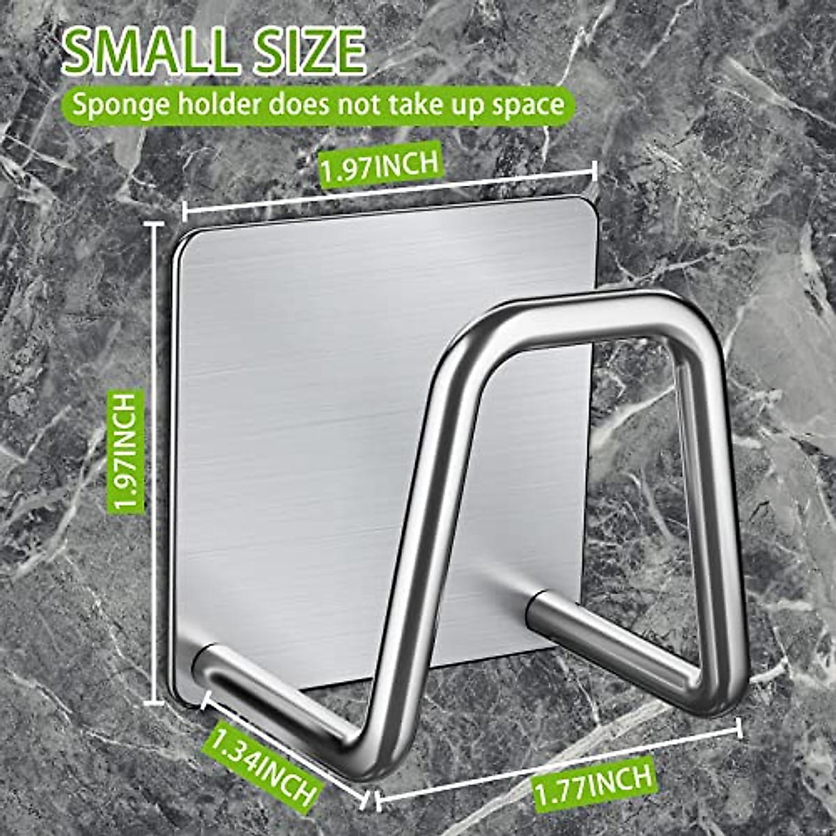 ANZNKU 2 Pack Silver Sponge Holder for Kitchen Sink Kitchen Organization Kitchen Storage, Kitchen Sink Sponge Holder, Strong Adhesive Small Sponge Holder-SUS304 Stainless Steel Kitchen Sink Organizer