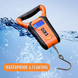 FULGATI Waterproof Digital Fish Scale Floating Fishing Scale with Lip Gripper,Fish Weighing Scales with Backlit LCD Display, Memory Storage & Summation One Carry Case Include-Fishing Gifts for Men