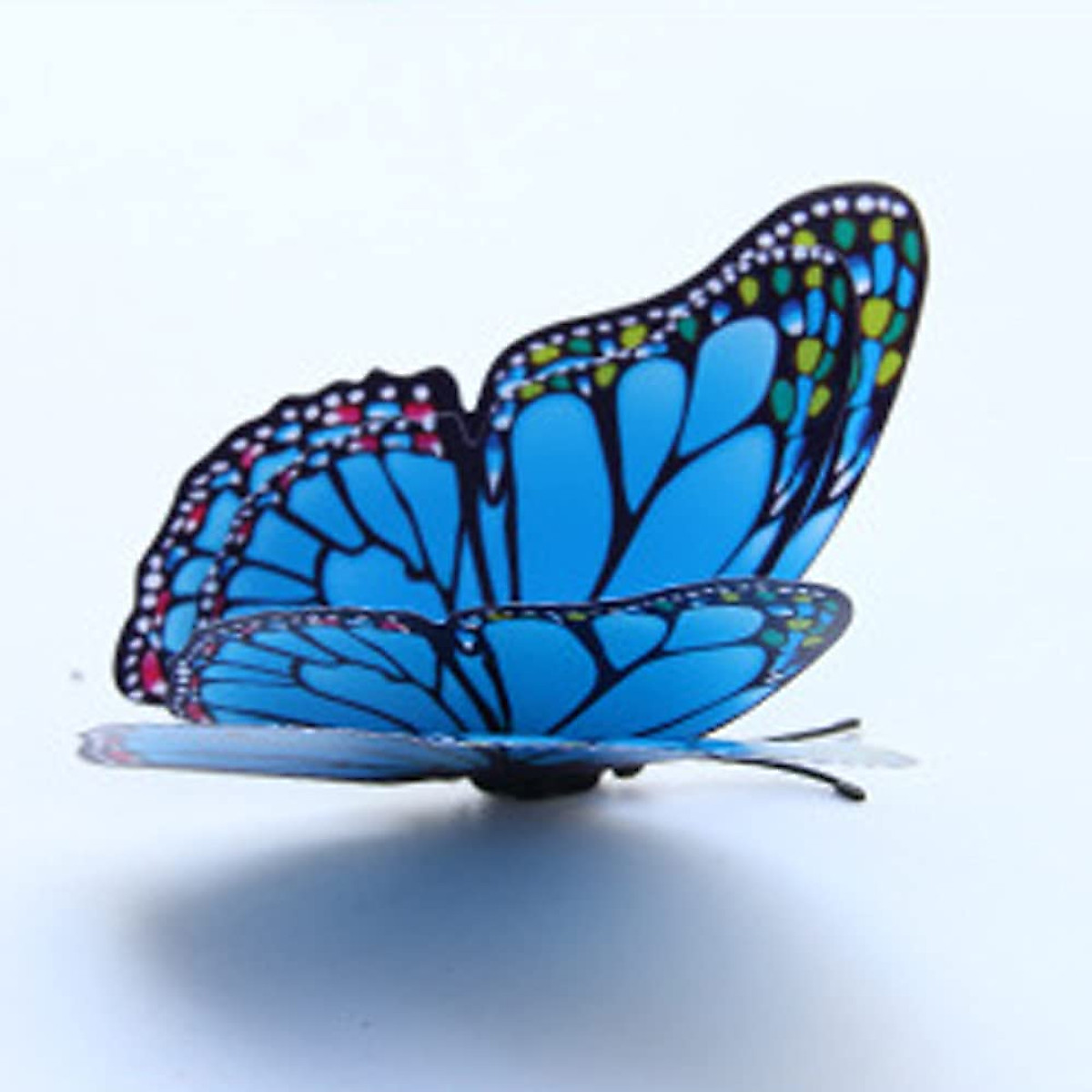 Blue Butterfly Decoration, BOPART 24Pcs Butterflies Wall Decor 3D Butterfly Decals Stickers, Magnetic Butterflies for Crafts (Mixed of 12 Styles at 4 Sizes in Double Wings)