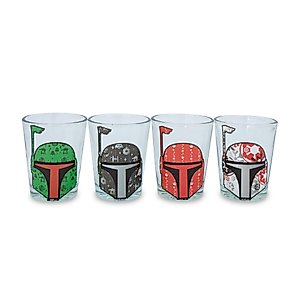 Silver Buffalo Star Wars Holiday Boba Fett 2.5-Ounce Mini Shot Glasses | Set of 4
