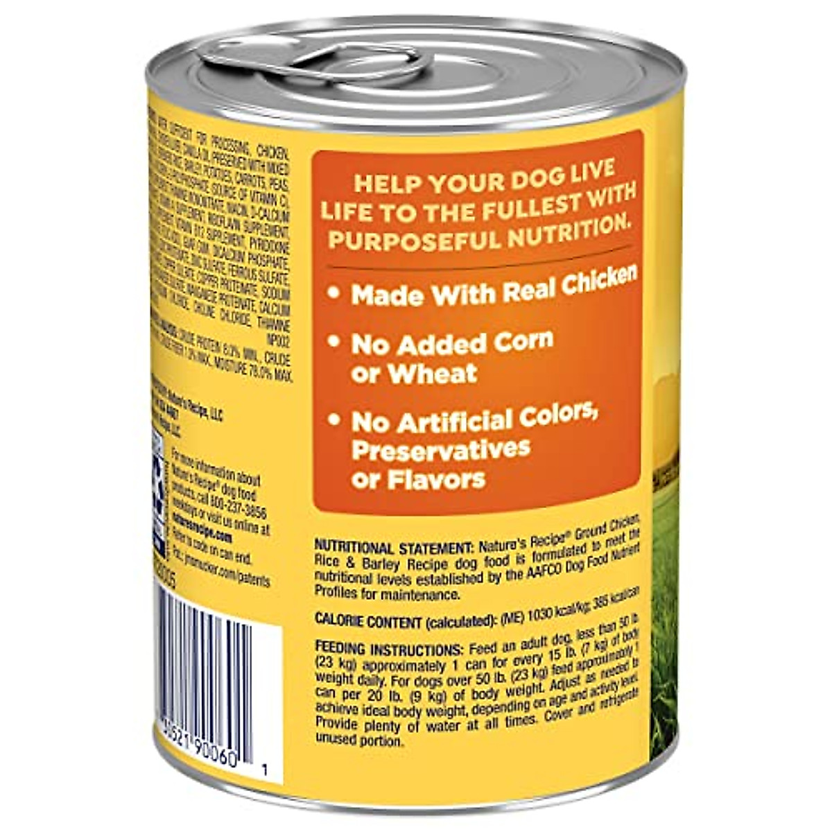 Nature's Recipe Wet Dog Food, Chicken, Rice & Barley Recipe Ground Formula, 13.2 Ounce Can (Pack of 12)