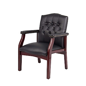 Leather Reception Guest Chairs with Padded Seat and Arms, Ergonomic Mid-Back Office Executive Chair for Meeting Waiting Room Conference Office, Guest Chairs