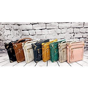 Boho Tassel Braid Detail Large Roomy Vegan Leather Multi Compartment Crossbody Shoulder Bag Messenger