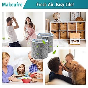 Makeufre HP102 Replacement Filter, Compatible with Shark Air Purifier Model HP102PET, HP132, HP152 & HC450, HC451, HC452, HC455, Part # HE1FKPET, HE1FKBAS, HE1FKBASMB, 2 Pack