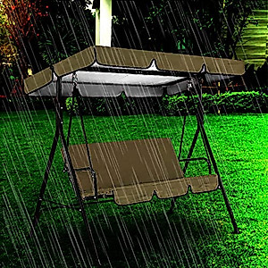 Outdoor Porch Swing Canopy Waterproof Top Cover Set, Garden Swing Seat Replacement Canopy Awning Canopy Cover/Seat Cover Outdoor Patio Ham-Mock Swing Seat Cushion Cover