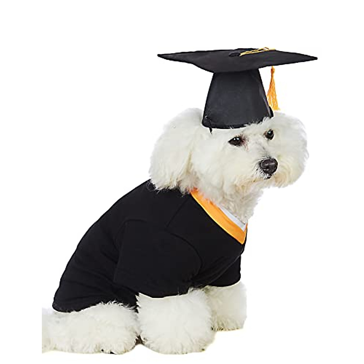 Impoosy Dog Graduation Shirts with Pet Graduation Hats with Yellow Tassel Puppy Graduation Costumes for Dogs Cats Holiday Costume Accessory (L)