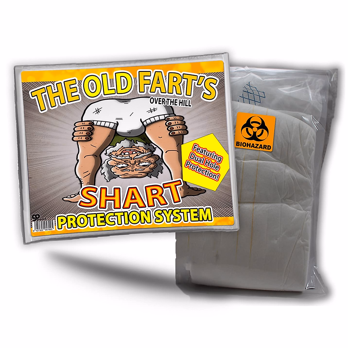 Old Farts Over The Hill Diaper - Shart Protection System Adult Diaper Gag Gift, Funny Over-The-Hill Prank Gift for Men, Disposable One Size Fits Most OSFM OTH