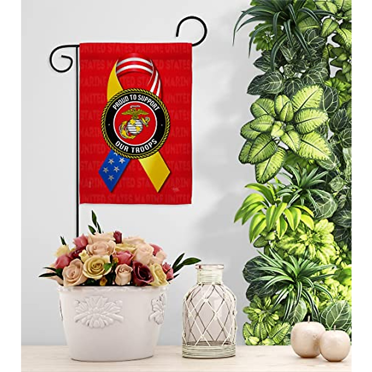 Breeze Decor Support Marine Troops Garden House Flag Set Armed Forces Corps USMC Semper Fi United State American Military Veteran Retire Official Banner Small Yard Gift Double-Sided, Made in USA