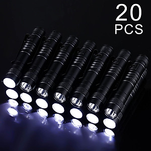 Hortsun 20 Pcs Mini Pen Light Flashlights Pocket Flashlights Pen with Clip Small LED Handheld Slim Torches for Christmas Gift Without Battery(Black, 3.54 Inch)