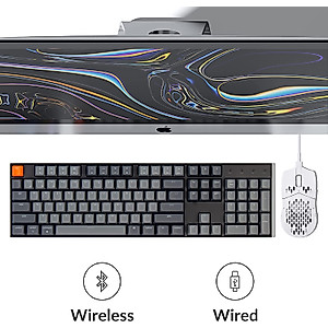 Keychron K10 Wireless Bluetooth/USB Wired Gaming Mechanical Keyboard, Hot-swappable Full Size Layout 104 Keys White Backlight N-Key Rollover for Mac Windows, Gateron G Pro Blue Switch