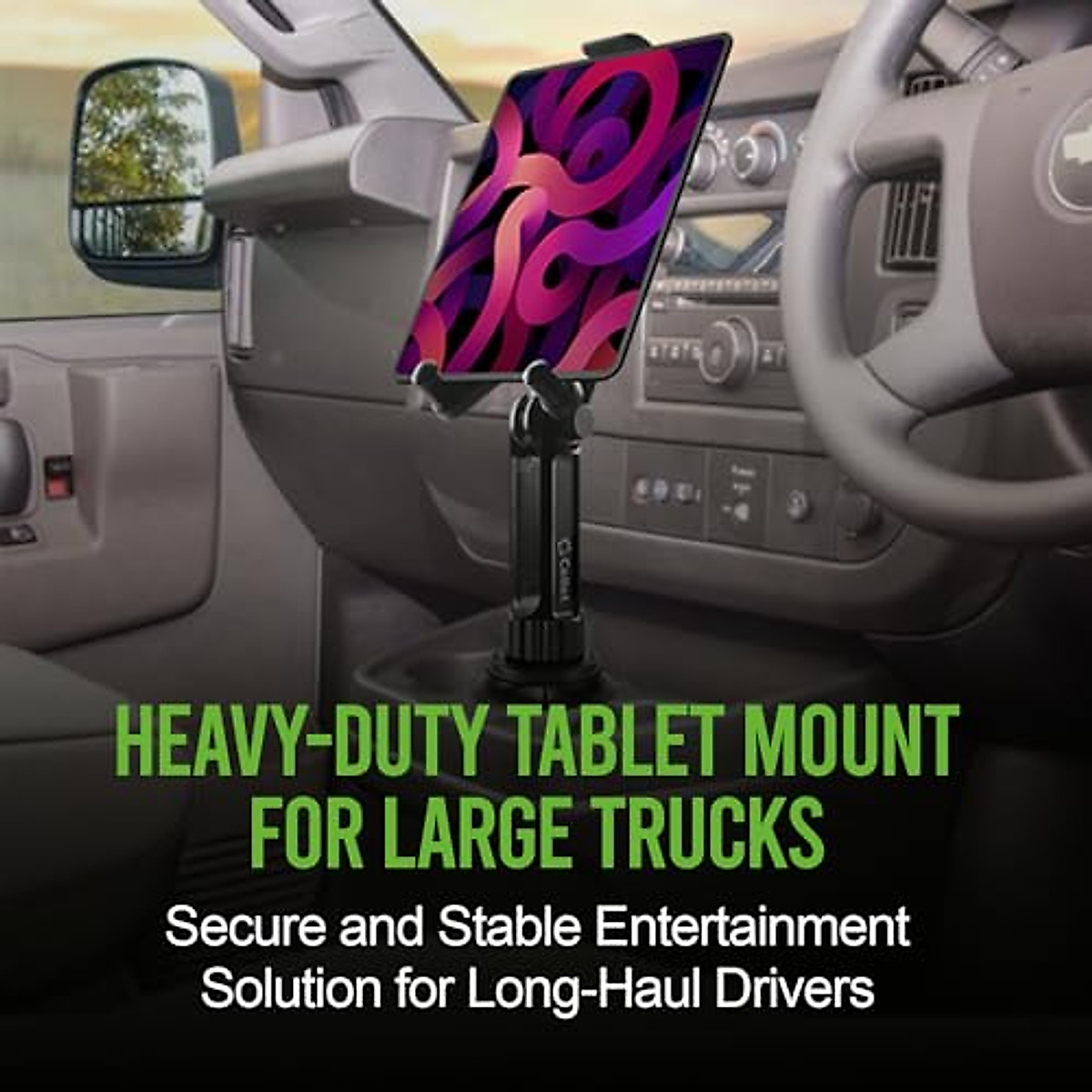 Cellet Universal 360 Adjustable Cup Holder Tablet Automobile Mount Cradle Compatible to Apple IPad Pro 12.9 IPad 9.7-inch Air 2019 IPad Mini 4 Samsung Galaxy Tab S4 S5e Surface Go Pro 6(PHC670M) 13in