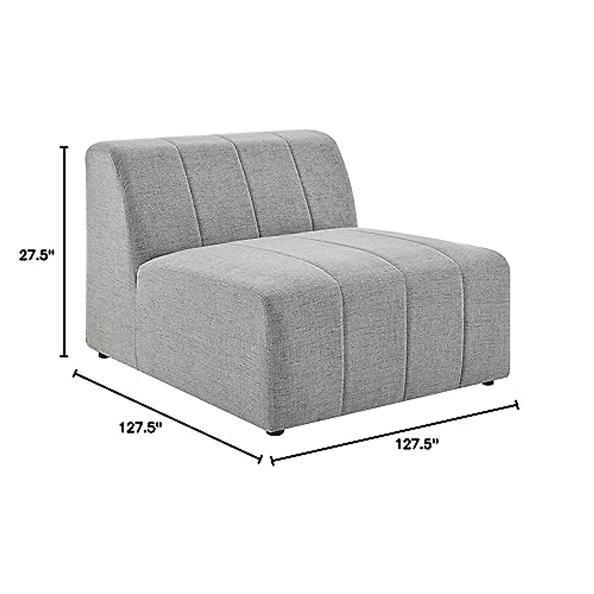 Modway Bartlett Channel Tufted Upholstered Sectional Sofa, 5-Piece L-Shape, Light Gray