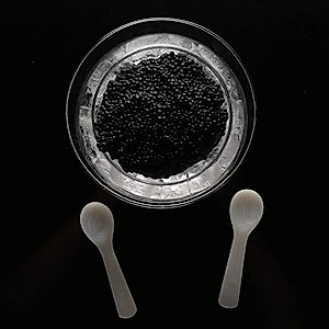 DUEBEL Glass Caviar Chiller Server Set Plus 2 pcs. x Mother of Pearl Caviar Spoon 3.15" – Universal Martini, Wine, Liquor Cocktail Chiller