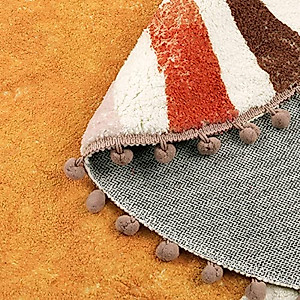 LIVEBOX Retro Sun Round Rug 5.2ft, for Entryway, Non-Slip Cute Colorful Kids Circle Boho Carpet for Bedroom,Nursery Washable Throw Area Rug for Living Room Office