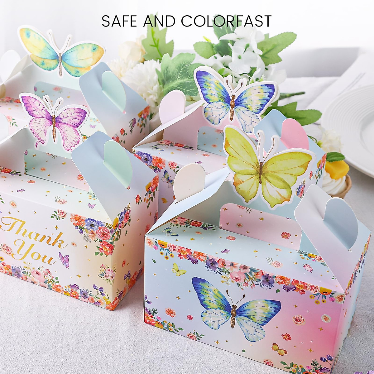 VGOODALL 12PCS Butterfly Party Favor Boxes, Goodie Gable Treat Box Paper Candy Box for Birthday Party Supplies Baby Shower Wedding Party