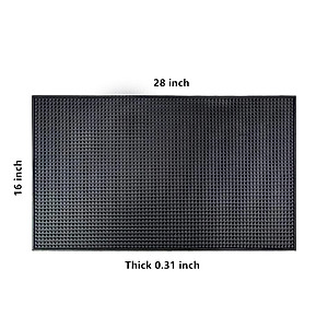 Bar Mat Quality Rubber Barber Service Mat, Black Coffee Bar Mats, Spill Mat for Counter-Top (16''X28'')