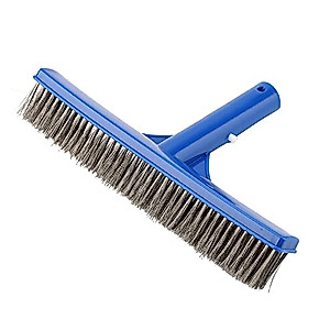 LIYJTK 10" Stainless Steel bristled Pool Brush, Pool Brush with Handle for Cleaning Pool Walls, Tiles, Floor to fit Most Poles