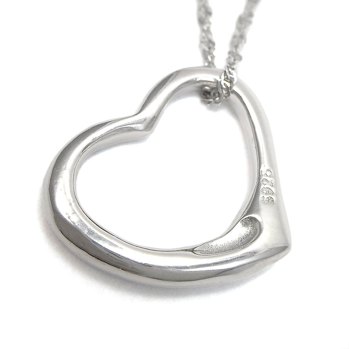 Pearl of Dream Perfect Love Open Heart [Large Size] Sterling Silver Pendant Necklace