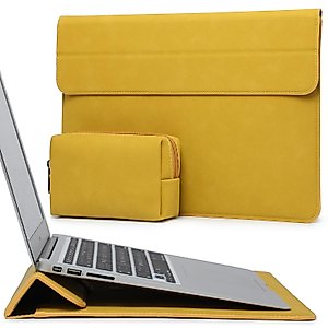 HYZUO 13 Inch Laptop Sleeve Case with Stand Feature Compatible with MacBook Air M2 A2681 13.6" Display, MacBook Air 13 M1 2018-2024, MacBook Pro 13 M2 M1 2016-2024, with Accessory Bag, Olive Yellow
