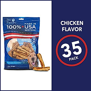 Pet Factory 100% Made in USA Beefhide 3-3.5" Mini Rolls Dog Chew Treats - Chicken Flavor, 35 Count/1 Pack