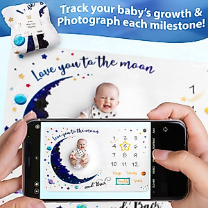 Baby Monthly Milestone Blanket Boy - 60"x40" Gift for Boys with Photo Props for Pictures - Gender Neutral First Year Growth Months Chart - Extra Soft Premium Blanket