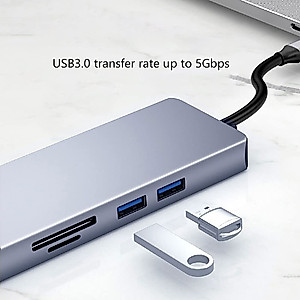 Port Expander 8-in-1 USB C Adapter for USB C Laptop USB C Hub to 4K HDMI, VGA, 2 USB 3.0 Ports, PD Charger, SD/TF Card Reader, Ethernet USB Splitter