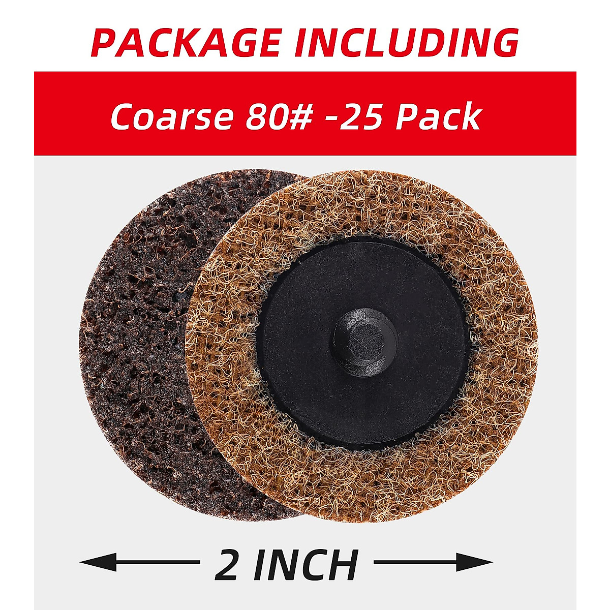 LUCKUT Abrasives 2" Nylon Surface Conditioning Quick Change Sanding Discs with R-Type Backing Coarse 80 Grit - 25 Pack