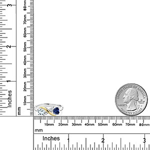 Gem Stone King 925 Silver and 10K Yellow Gold Sky Blue Aquamarine Blue Created Sapphire & Lab Grown Diamond Ring For Women | 0.96 Cttw | Gemstone Birthstone | Ring Size 5-9