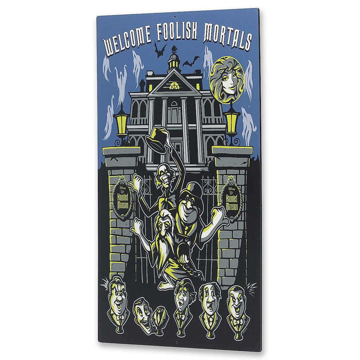 Disney Haunted Mansion Welcome Foolish Mortals Metal Sign - Fun Haunted Mansion Sign for Halloween Decor