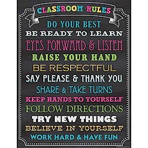 Teacher Created Resources Chalkboard Brights Classroom Rules Chart (7565)