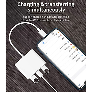 Apple Certified Lightning Male to USB Female Adapter OTG and Charger Cable for iPhone 11 12 Mini max pro xs xr x se 7 8plus Ipad air A Camera Memory Stick Flash Drive Cord Converter Charging Splitter