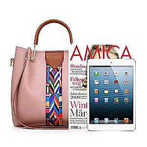 Women Fashion Handbags Large Capacity Color Contrast Bag Wallet Tote Bag Shoulder Bag Top Handle Satchel Purse Set 4pcs