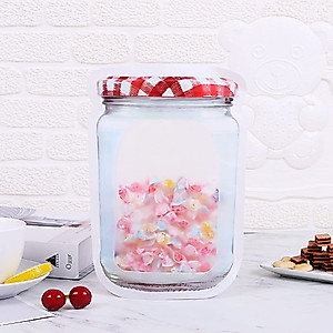 100 Pieces Mason Jar Bottle Ziplock Bag Creative Zipper Packaging Bag Food Storage Stand Up Pouch Bags (4.25x6.06 Inch)