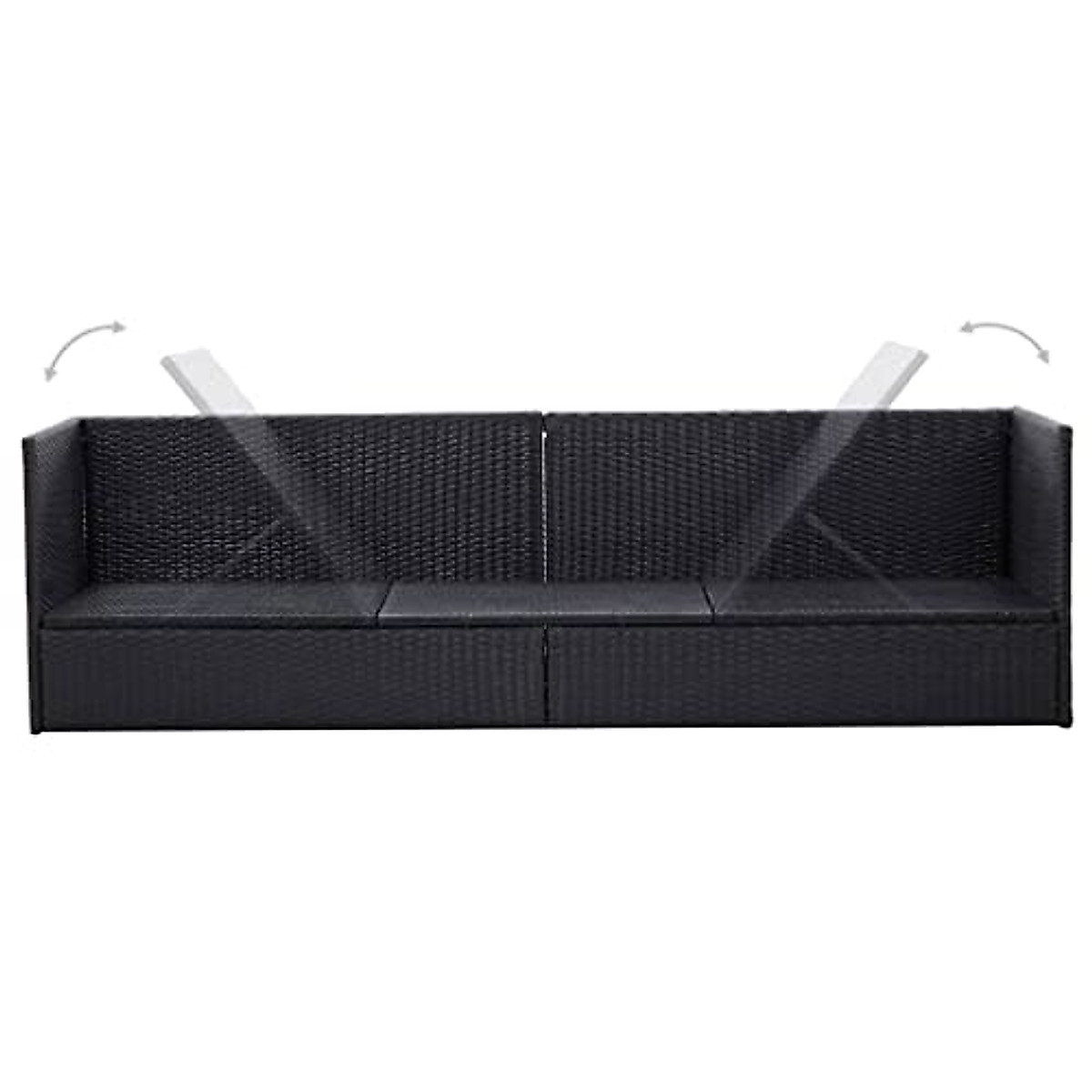 vidaXL Outdoor Sofa with Cushion and Pillow Poly Rattan Black