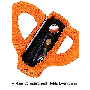 YIKOEE Mini Corduroy Tote Bag for Women Cute Small Tote Bags (Orange)