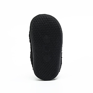 KDZPW Toddler Boys Girls House Slippers Indoor Smile Face Funny Plush Home Shoes Warm Socks for Kids Black 170