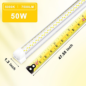 Giwsge 4FT LED Shop Light for Workshop Garage 12-Pack 50W 5000K Daylight White Super Bright 7500LM, Linkable, Link Max 6 Lights, Plug in Play Long Life