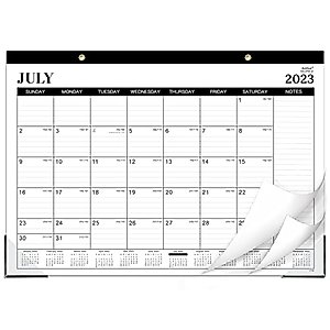 Desk Calendar 2023-2024 - 2023-2024 Desk Calendar, July 2023 - December 2024, 18 Monthly Desk/Wall Calendar 2-in-1,16.8" x 12", Thick Paper with Corner Protectors, Large Ruled Blocks - Classic Black