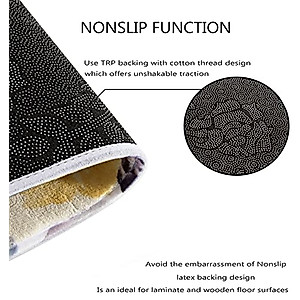 RoomTalks Modern Boho Floral 2x3 Area Rug - Faux Wool Non-Slip Cute Bohemian Colorful Yellow Gray Flowers Bathroom Rug Washable Small Throw Rugs for Entryway Kitchen Bedroom Floor Carpet