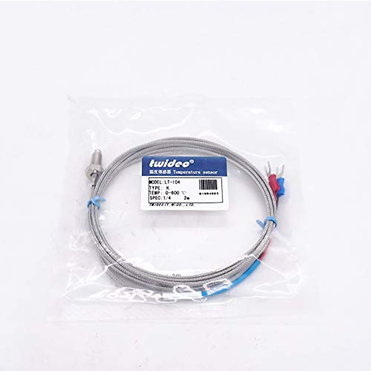 Twidec/1/4" Screw Probe Temperature Sensor K Type Thermocouple 2 Meters Cable Temperature Range: 0-600°C LT-104