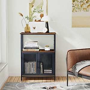 Bennio Brenny Wine Bar Rack Cabinet with Detachable Wine Rack, Liquor Cabinet, Bar Cabinet with Glass Holder, Metal Sideboard Buffet Storage Cabinet with Mesh Door