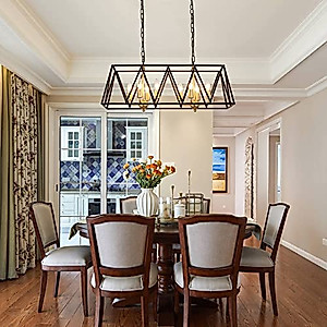 Kitchen Chandelier Island Pendant Lighting, 8-Light Farmhouse Linear Chandeliers Island Light Fixture, Rustic Vintage Antique Ceiling Light for Dining Room Pool Table Foyer, Modern Industrial Gold+Orb