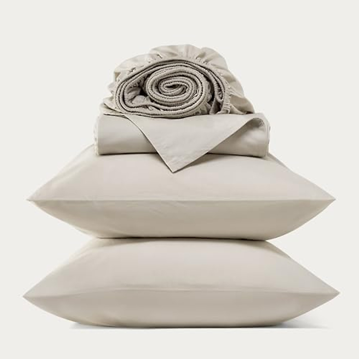 Bedsure 100% Cotton Sheets Full Size - 4 Pieces Washed Cotton Linen Textured, Soft Percale Sheets, Breathable Cooling Full Size Sheet with Deep Pocket Up to 16", Cotton Bed Sheets & Pillowcases