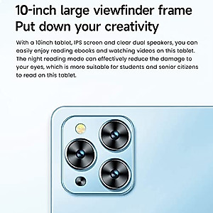 Naroote 10in Tablet, 1960x1080 IPS HD Large Screen 100‑240V Tablet PC for Daily (Blue)