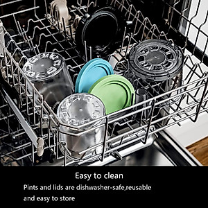 CDOUTSUN 4 Pack Ice Cream Containers Ice Cream Replacement Containers with 4 Colors Lids Airtight Anti-slip Food Container Sets Container Sets with spoon (Blue, Pink, Green, Grey)