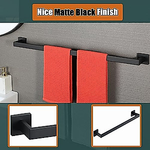 Alise Bath Towel Bars,28 Inch Towel Holder Towel Racks for Bathroom and Lavatory,SUS304 Stainless Steel Hand Towel Hanger Towel Rail Wall Mount,Matte Black