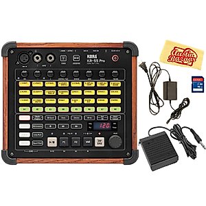 Korg KR-55 Pro Drum Machine Bundle with Sustain Pedal, SD Card, and Austin Bazaar Polishing Cloth